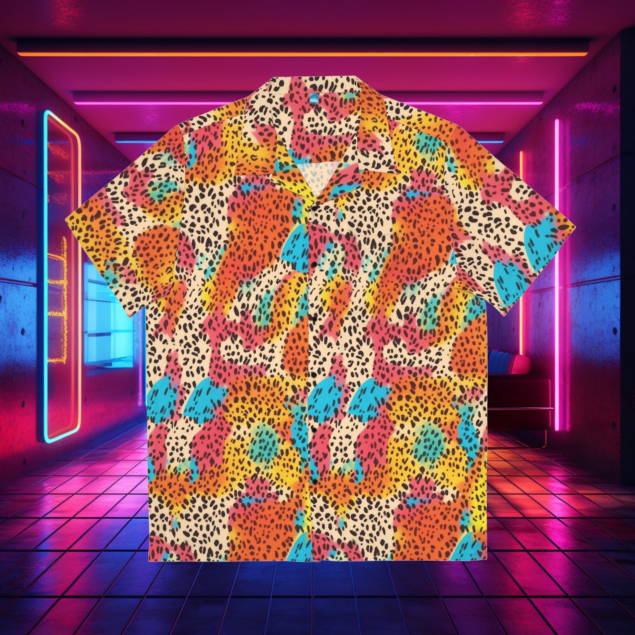 Trippy Leopard Camp Collar Shirt - Stand Out at Festivals - Rave ...