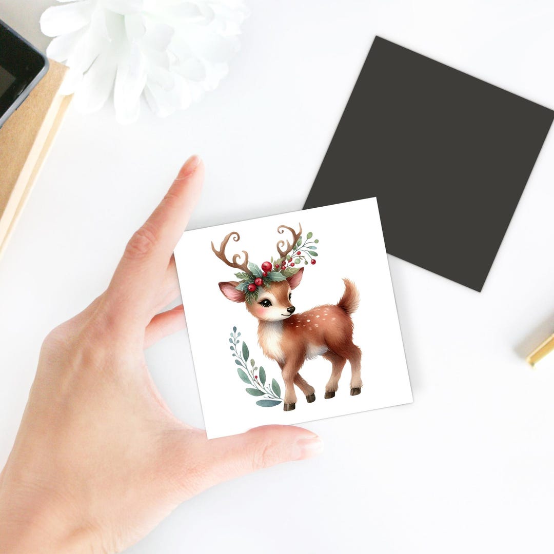 Reindeer Square Magnets - Etsy