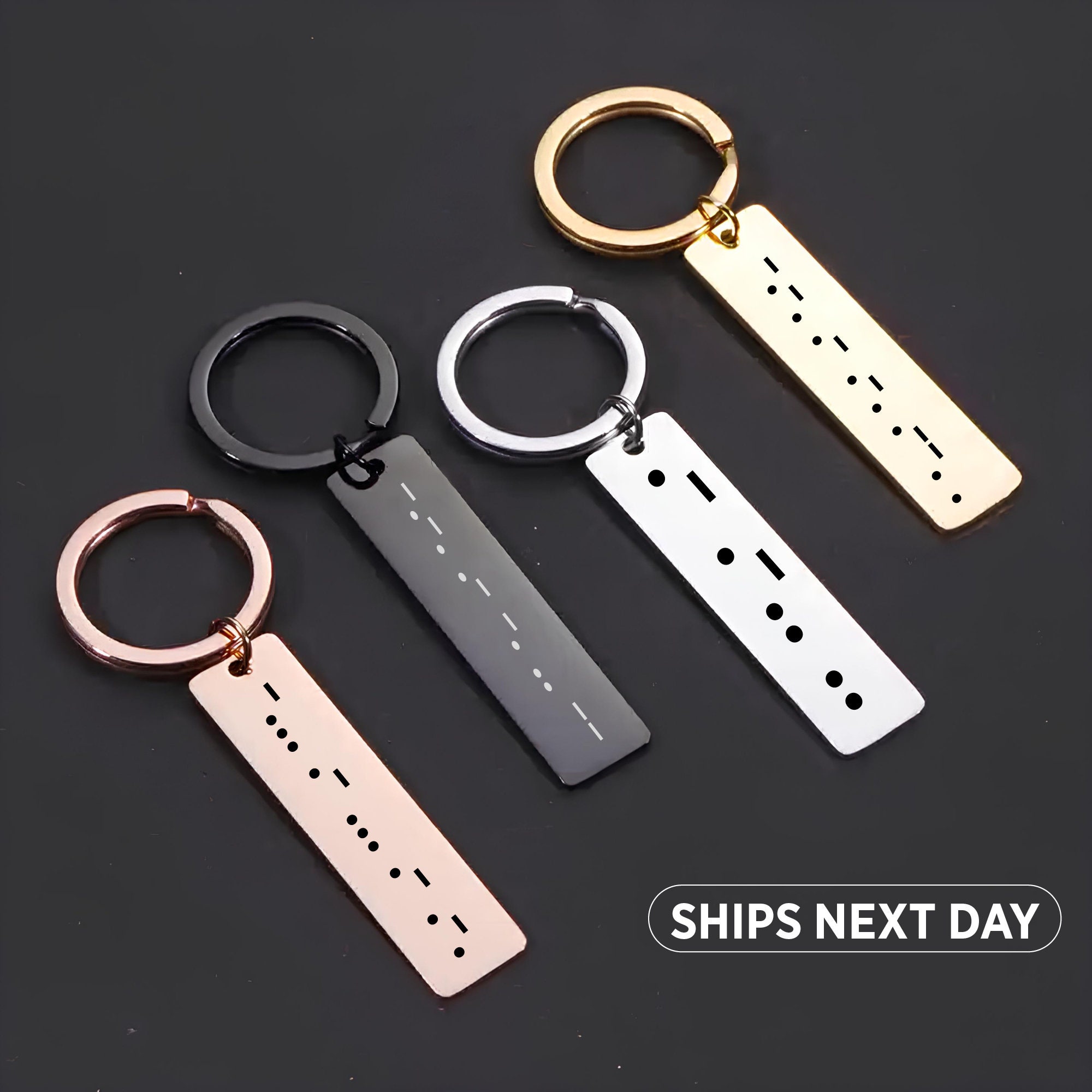 Custom Morse Code Keychain, Stainless Steel Secret Message, Initial ...