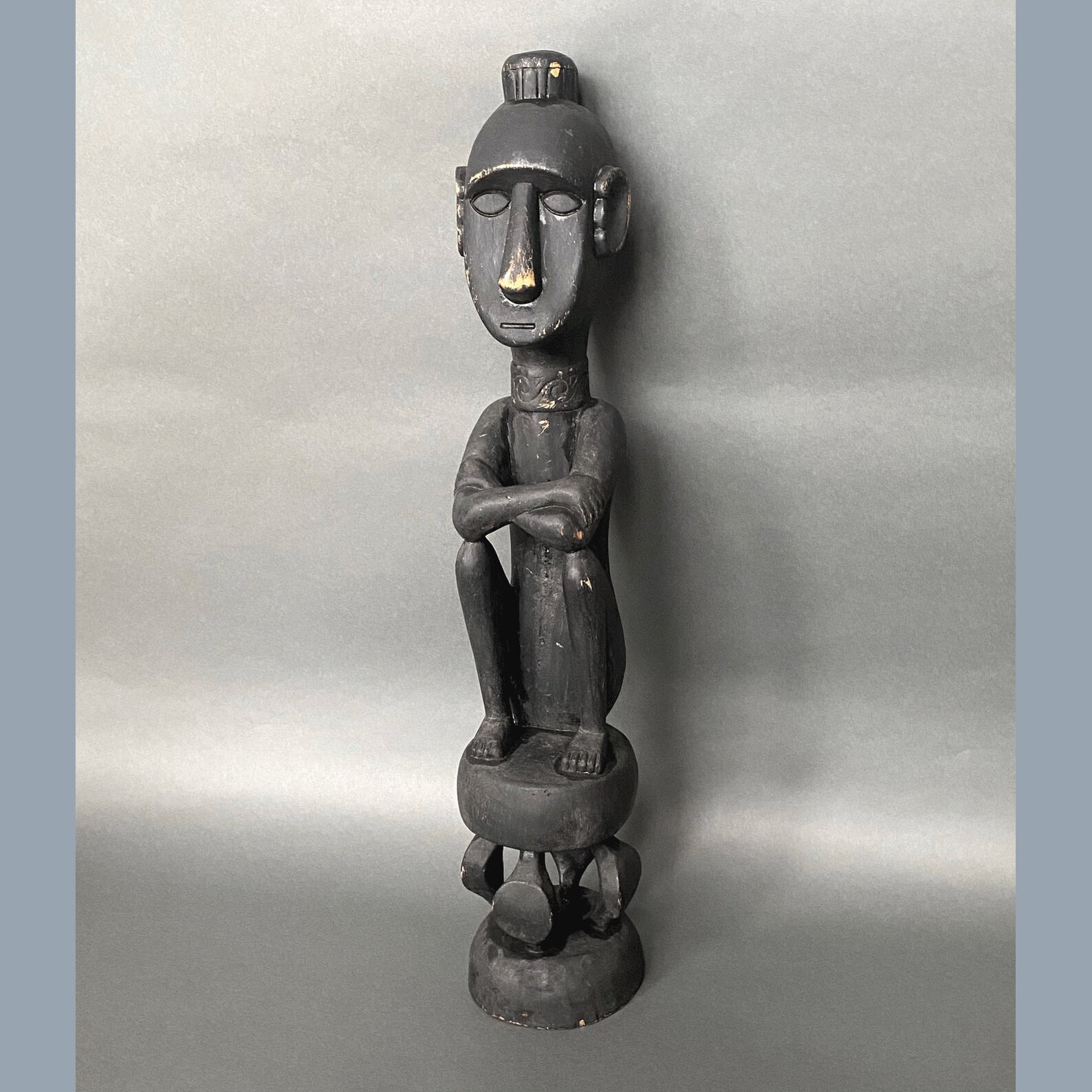 Vintage Primitive Carved Wood Guardian Figure Statue East Java ...