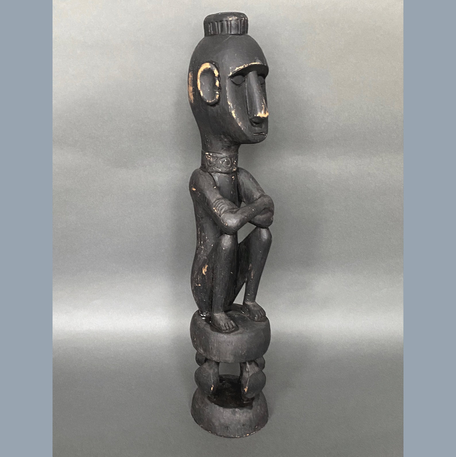 Vintage Primitive Carved Wood Guardian Figure Statue East Java ...