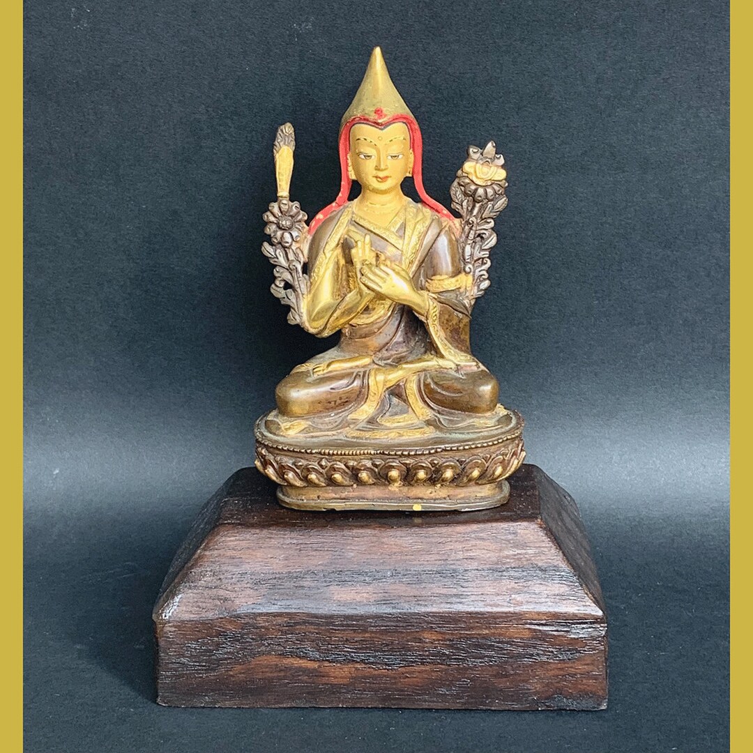 Vintage Mid 1900s Century Tibet Bronze Gold Ornate Lama Religious ...