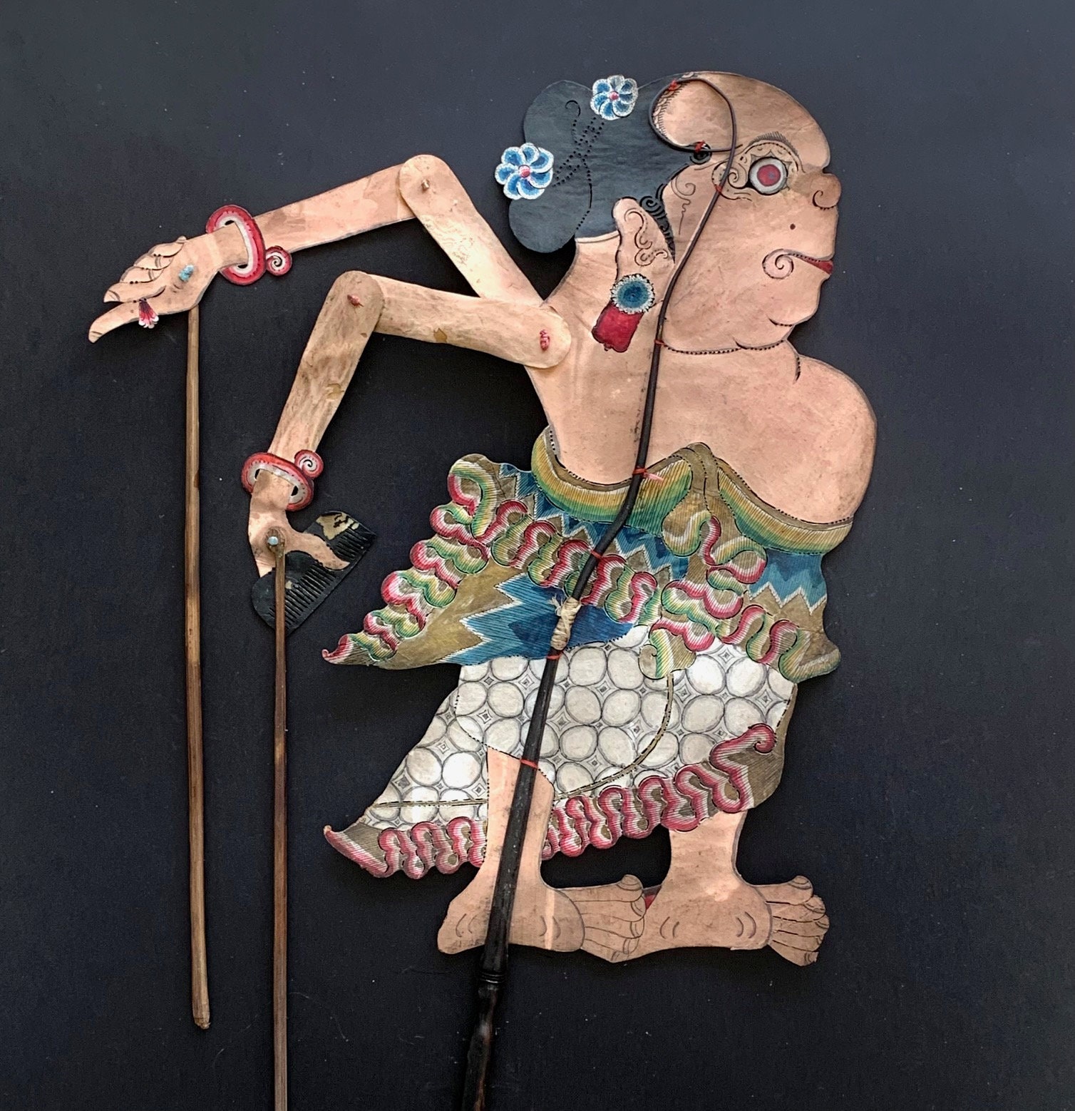 Vintage Wayang Kulit 'limbuk' Leather Shadow Puppet Java Indonesia 24 ...