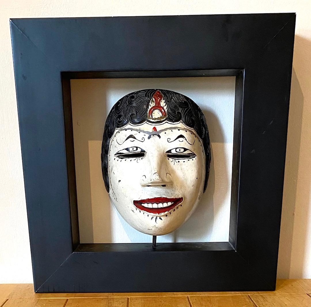 Antique Prince Panji Mask: Indonesian Topeng Dance, Framed Wall Decor ...