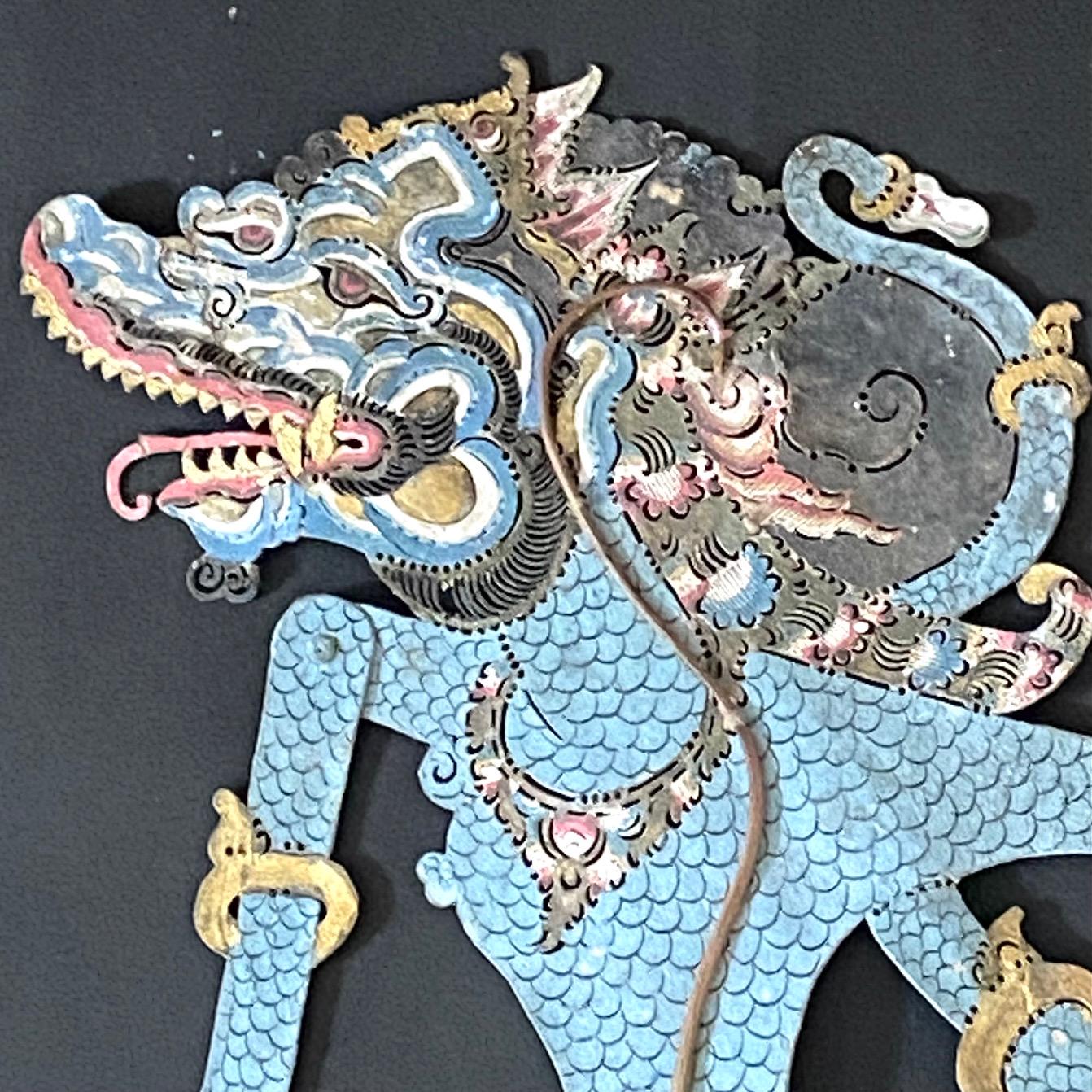 Vintage Javanese 1980s Wayang Kulit Painted Leather Blue Monkey Shadow ...