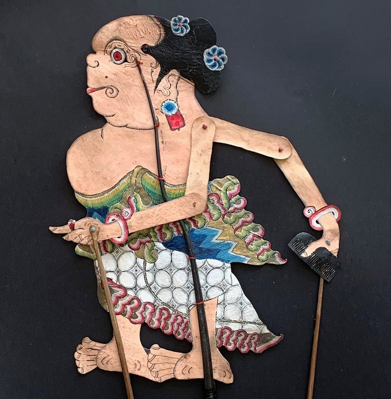 Vintage Wayang Kulit 'limbuk' Leather Shadow Puppet Java Indonesia 24 ...