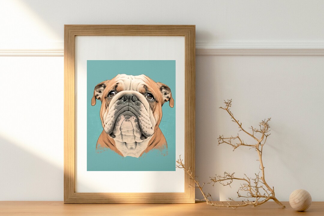 English Bulldog Poster. Printable Design. Dog Wall Print. Digital ...