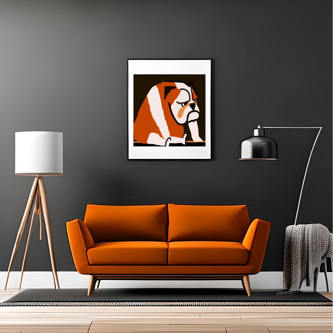 Colored English Bulldog Poster. Printable Design. Dog Wall Print ...