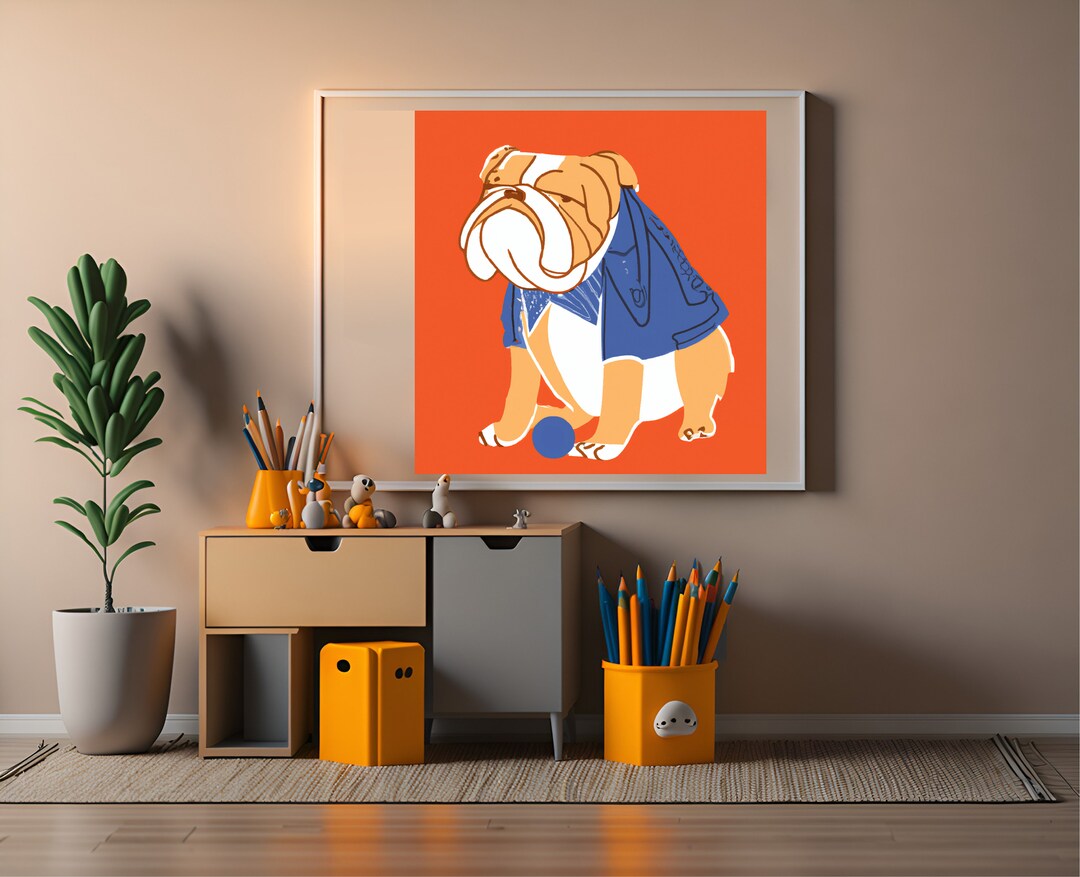English Bulldog Poster. Printable Design. Dog Wall Print. Digital ...