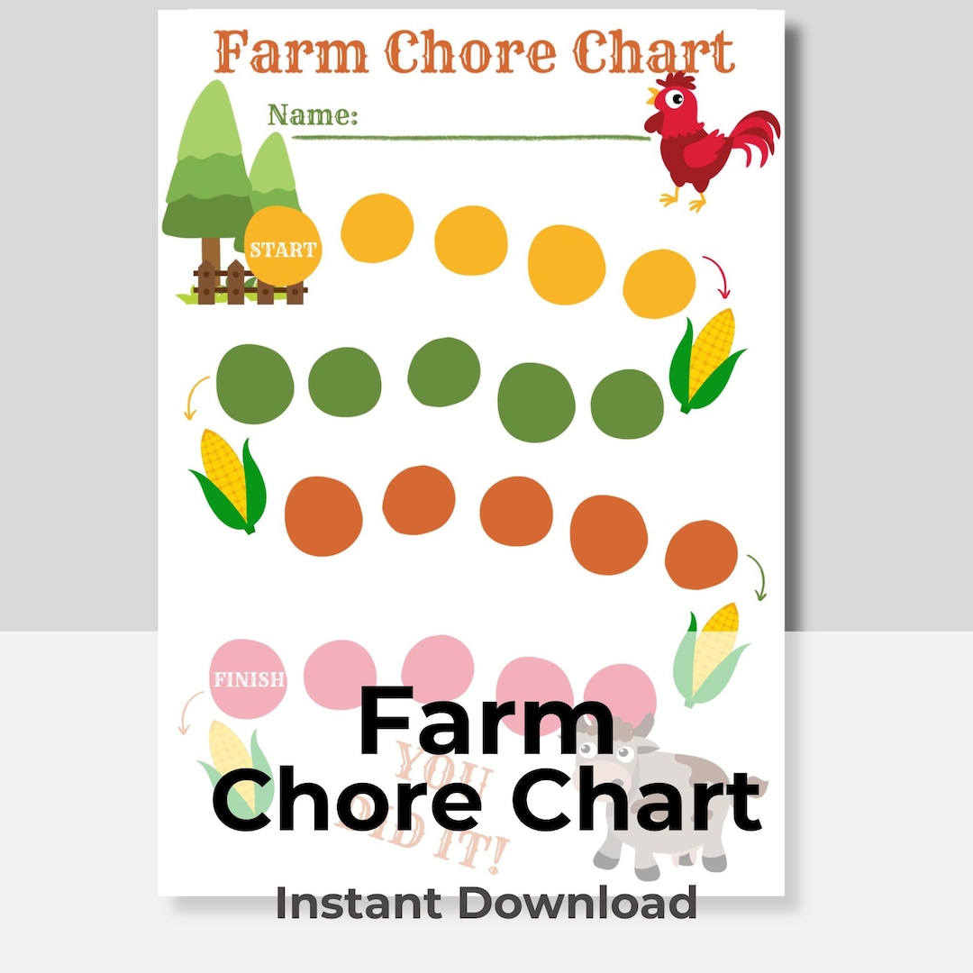 Farm Chore Chart Printable, Kids Responsibility Chart, Behavior Chart ...