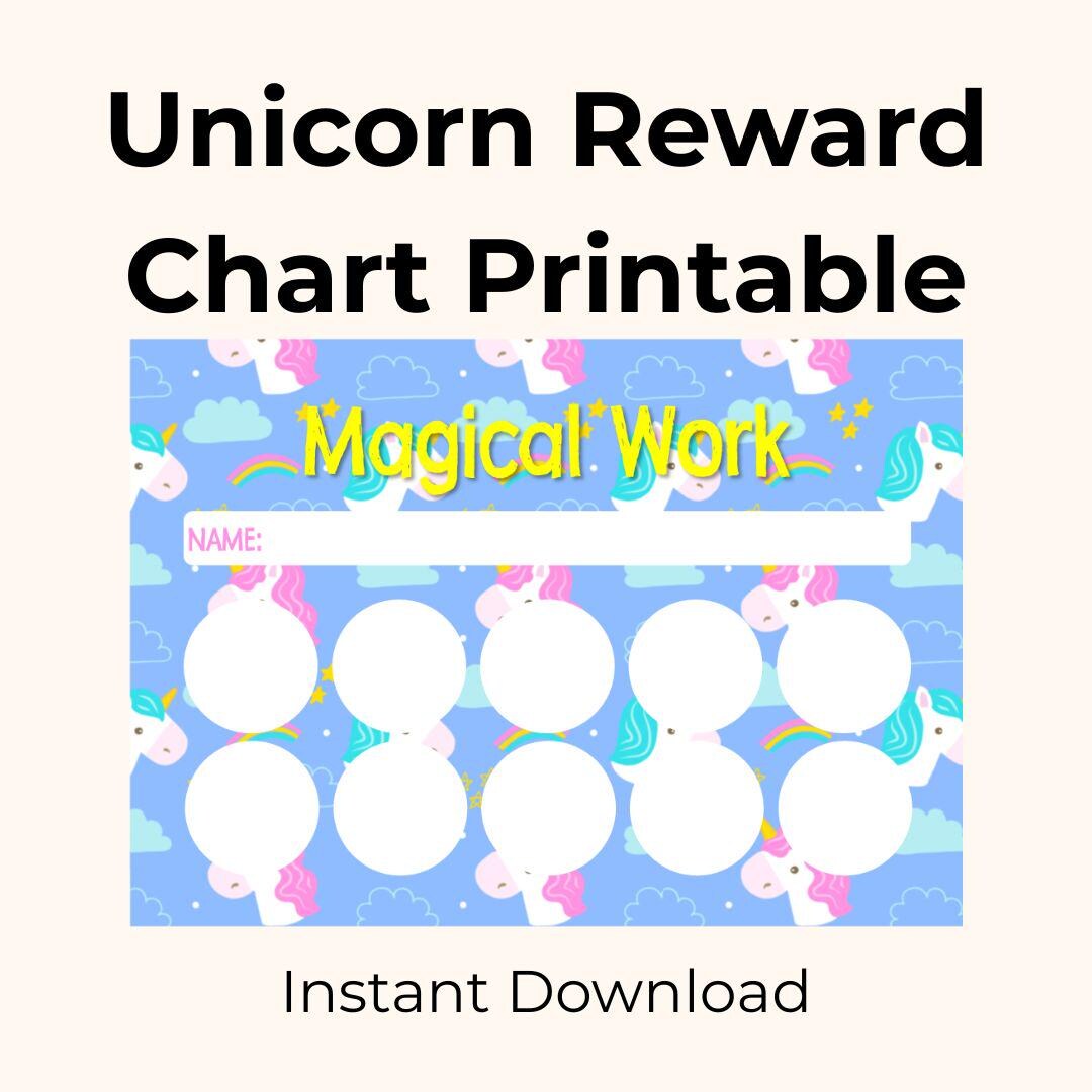 Unicorn Reward Chart Printable | Kids Behavior Chart | Toddler Sticker ...