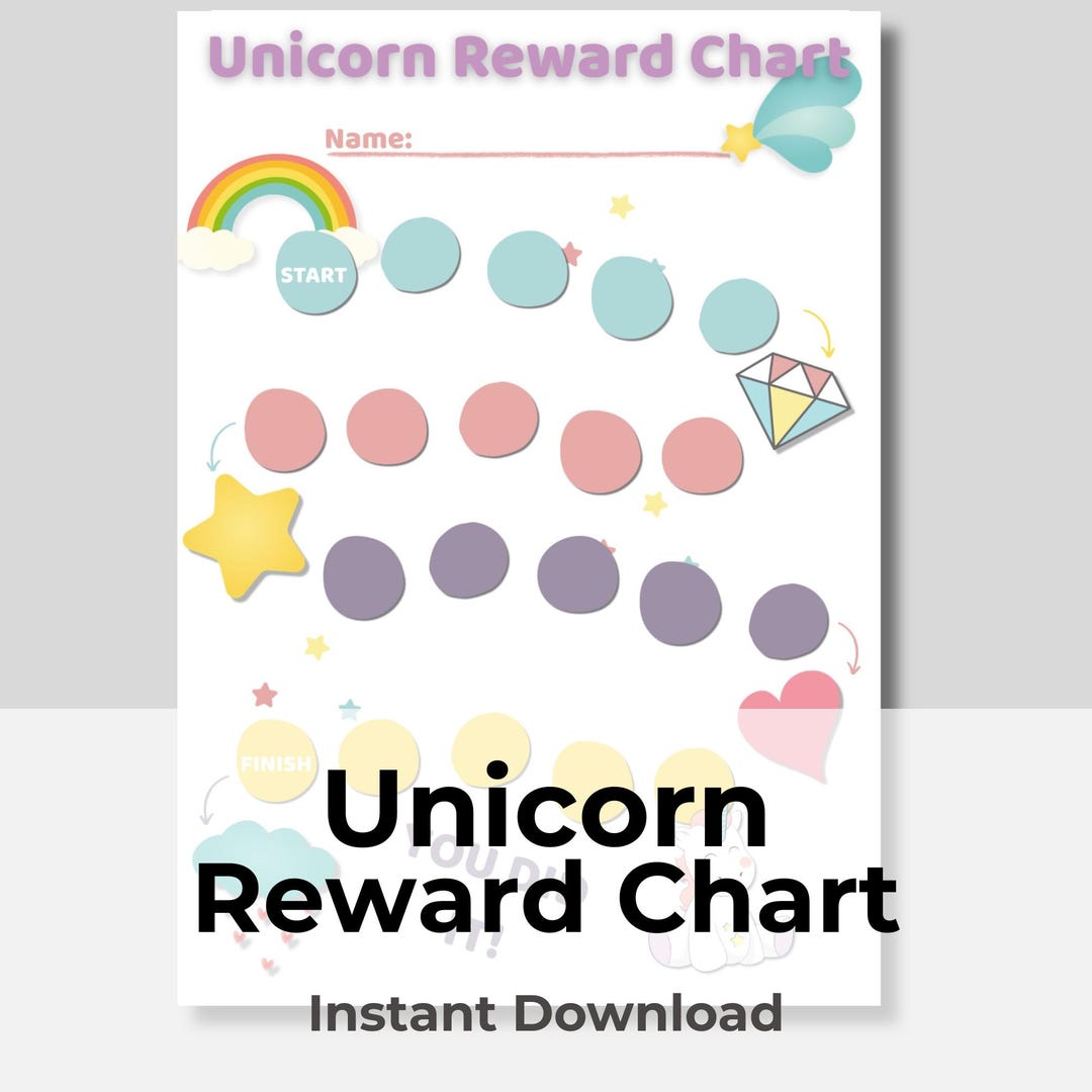 Unicorn Reward Chart Printable, Kids Chore Chart, Behavior Chart for ...