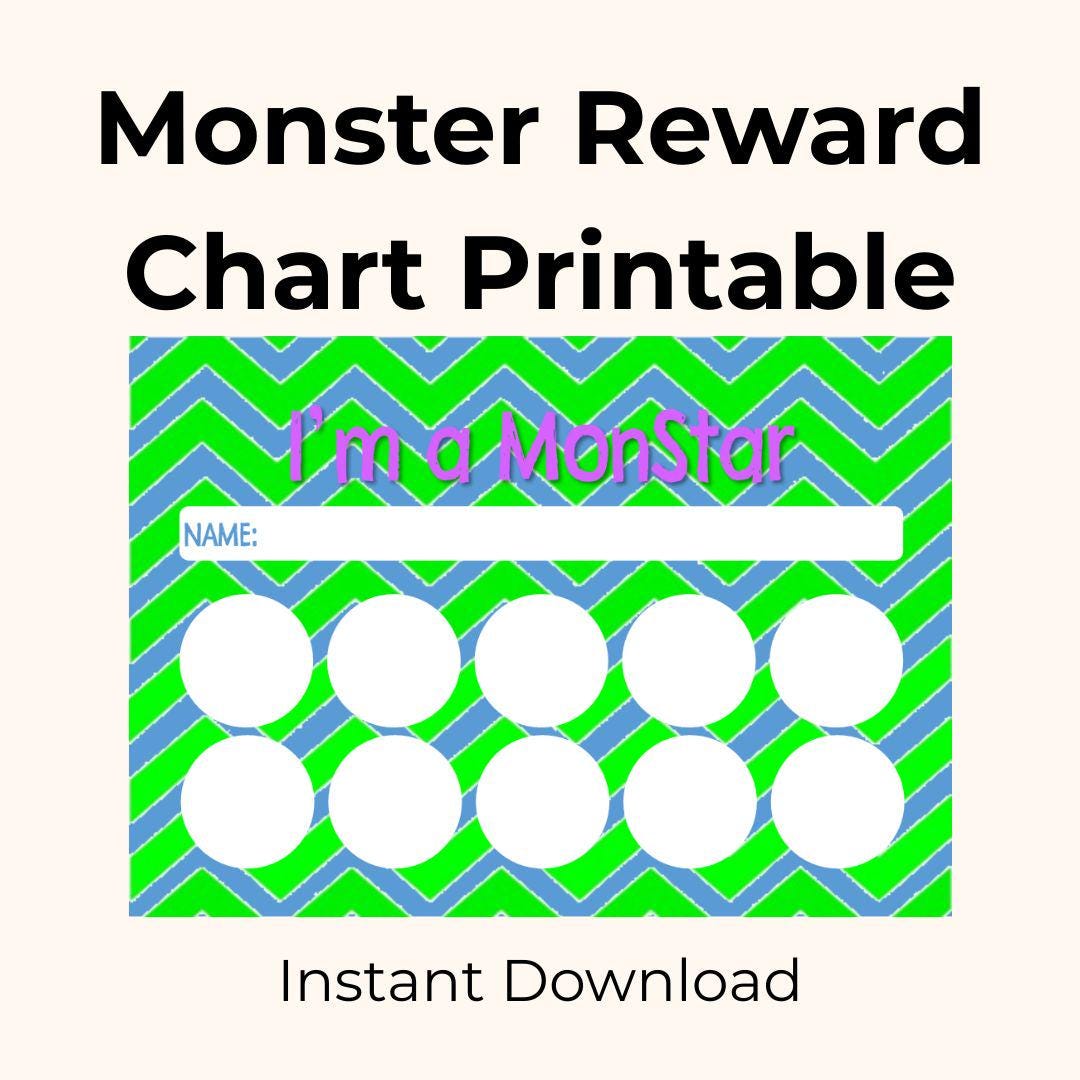 Monster Reward Chart Printable | Kids Behavior Chart | Toddler Sticker ...