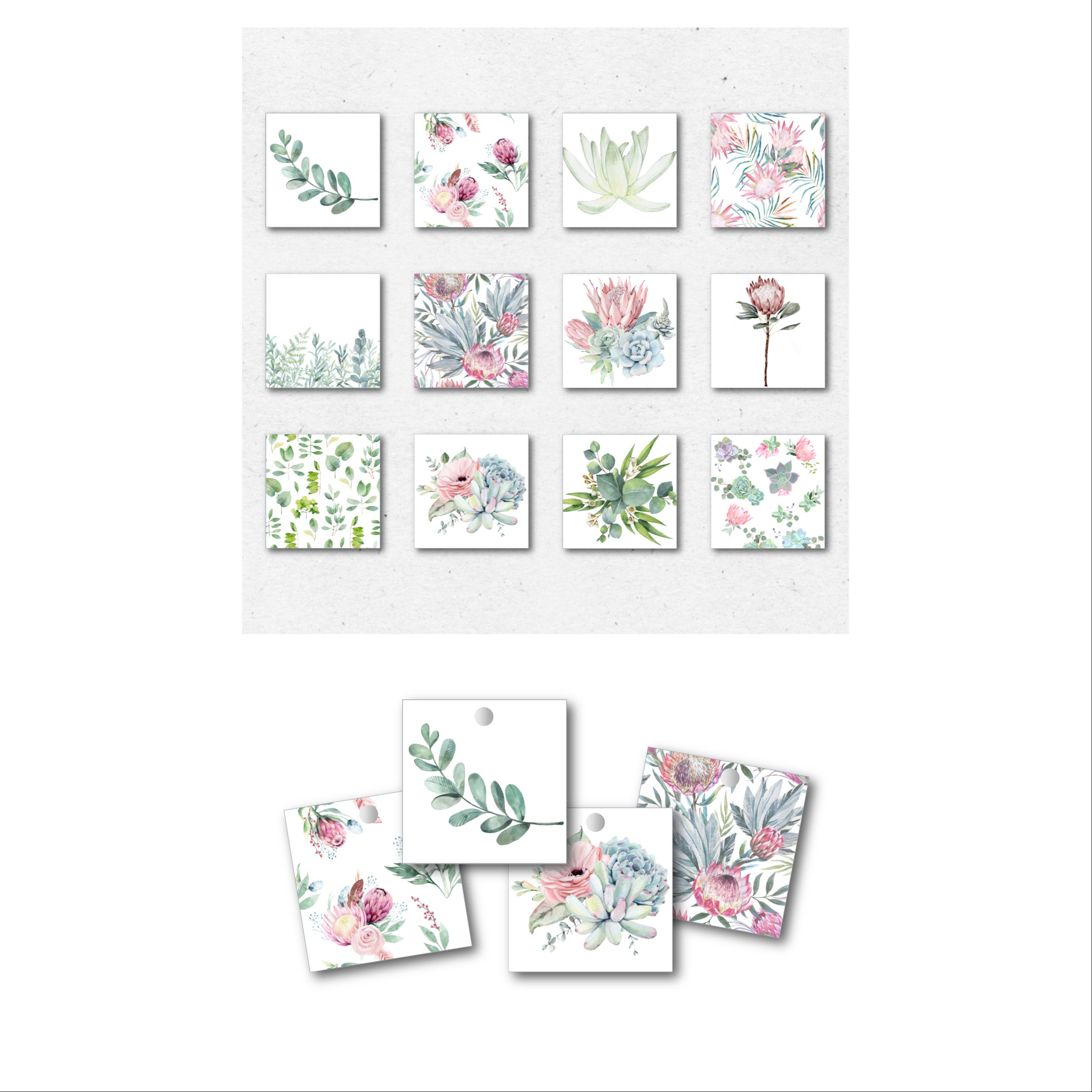 Printable Gift Tags Square Set of 12 Protea Range - Etsy