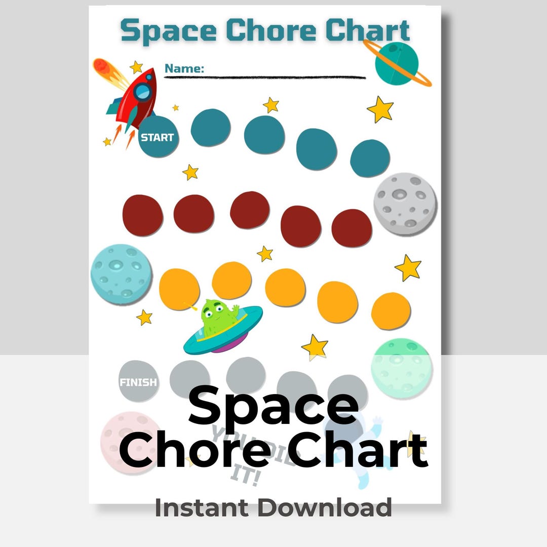 Space Chore Chart Printable, Kids Responsibility Chart, Behavior Chart ...