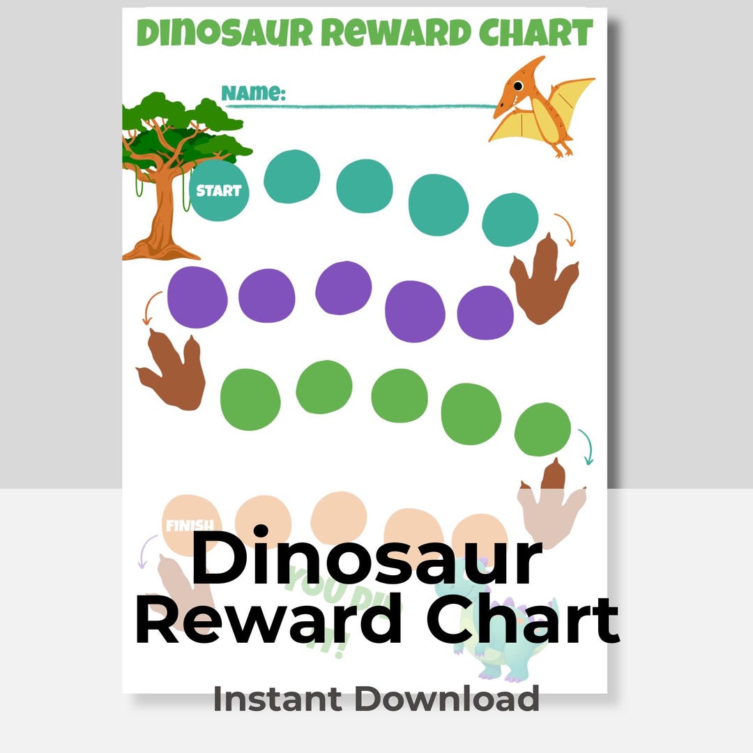 Dinosaur Reward Chart Printable, Kids Chore Chart, Behavior Chart for ...