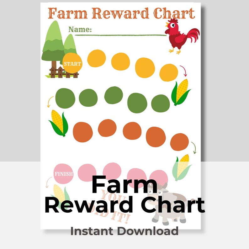Farm Reward Chart Printable, Kids Chore Chart, Behavior Chart for Kids ...