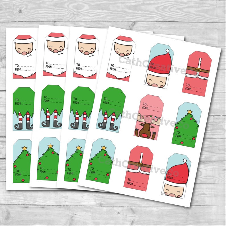 Printable Christmas Gift Tag Label Cards - Etsy