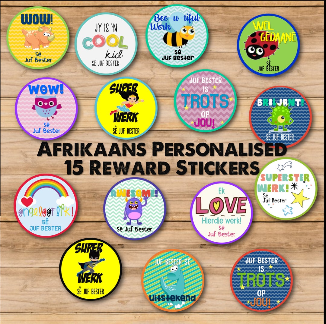 Personalized Afrikaans Reward Stickers Teacher - Etsy
