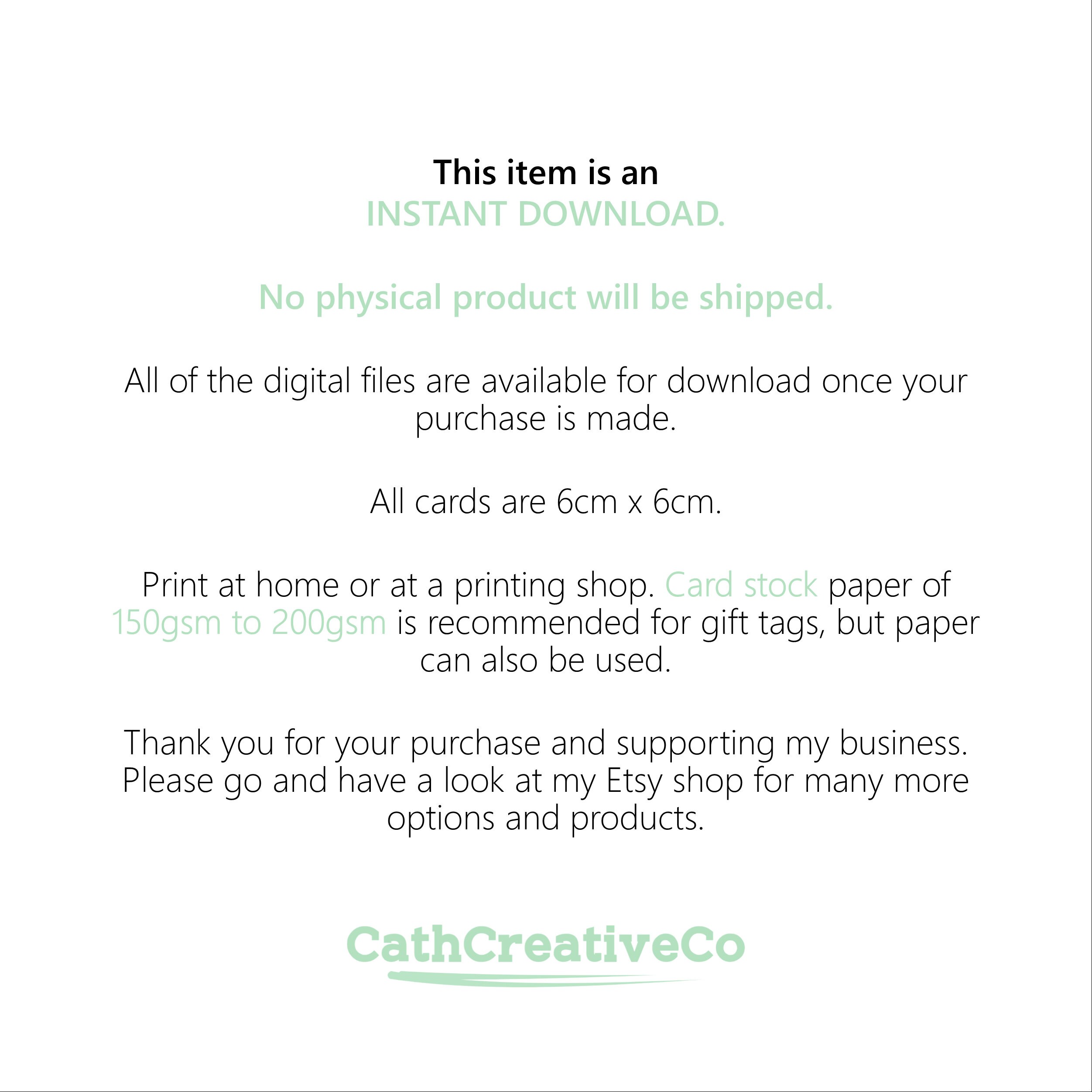 Printable Gift Tags Square Set of 12 Protea Range - Etsy