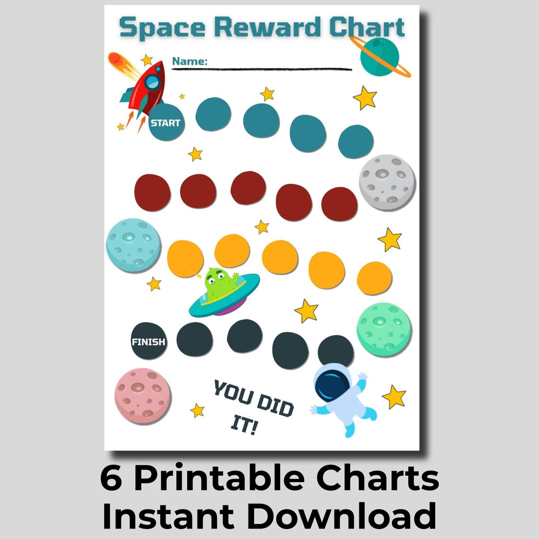 Space Reward Chart Printable, Kids Behavior Chart, Chore Chart, Star ...
