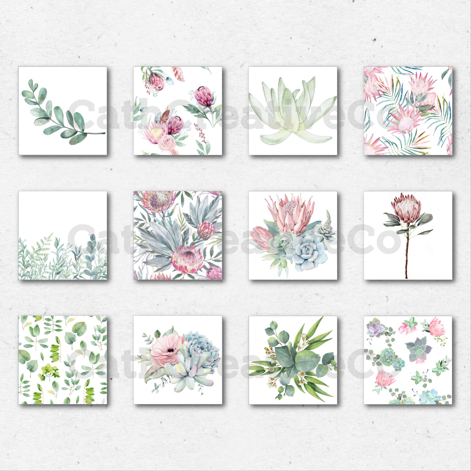 Printable Gift Tags Square Set of 12 Protea Range - Etsy