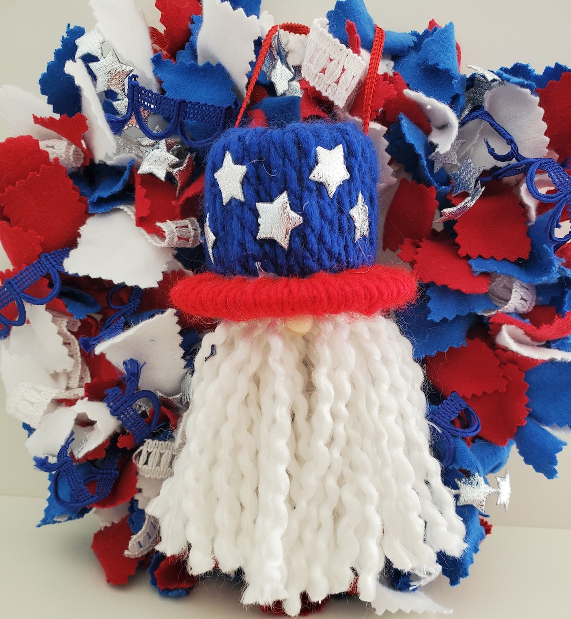 Handmade Yankee Doodle Yarn Gnome Ornament - Etsy