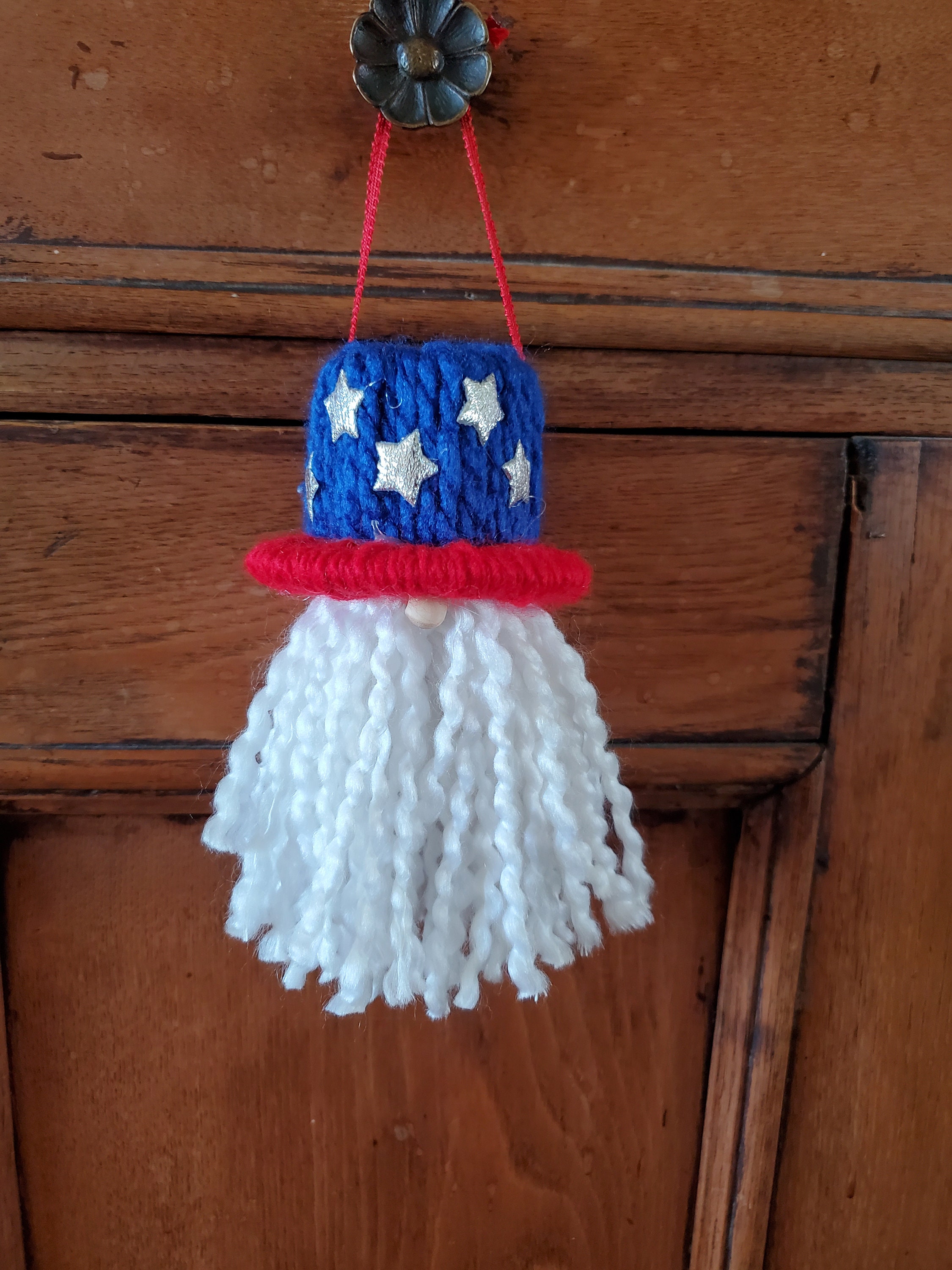 Handmade Yankee Doodle Yarn Gnome Ornament - Etsy