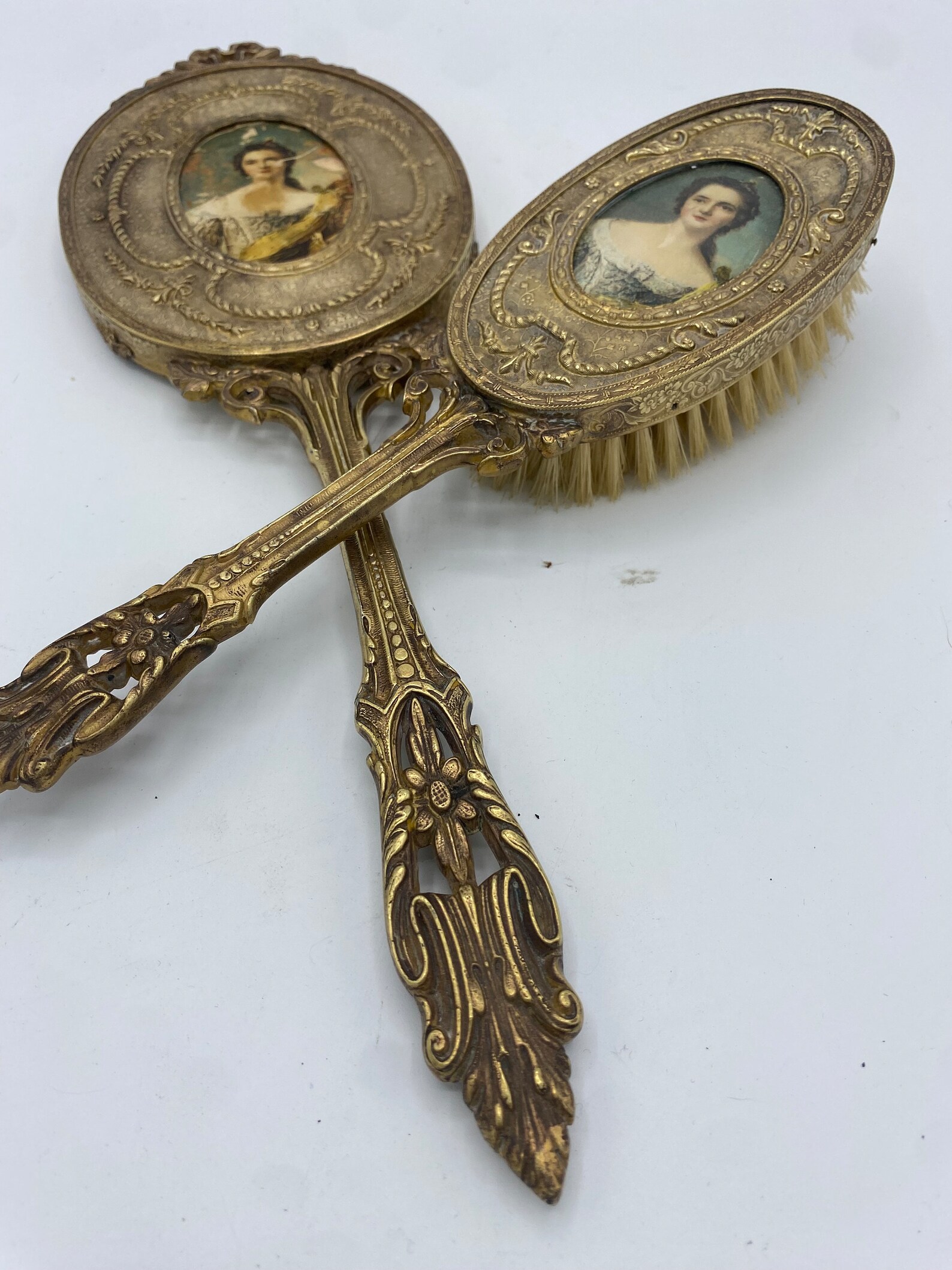 Antique French Victorian Vanity Set Brush Mirror Ormolu Filigree - Etsy
