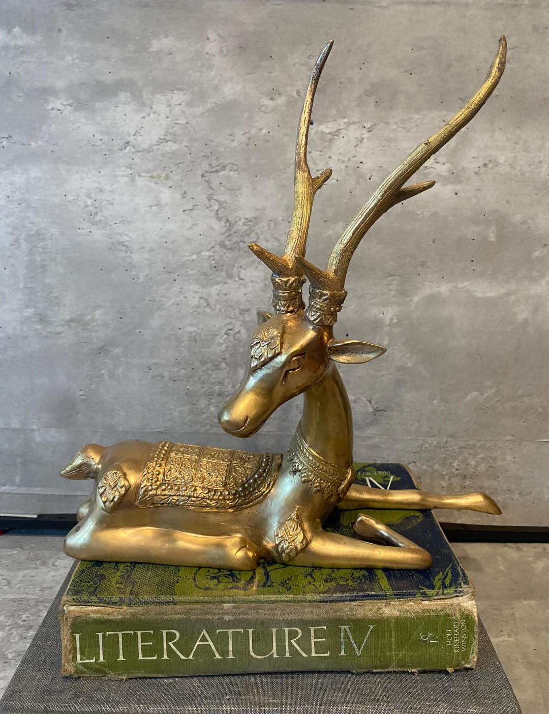 Vintage MCM Large Brass Deer Sculpture - Etsy