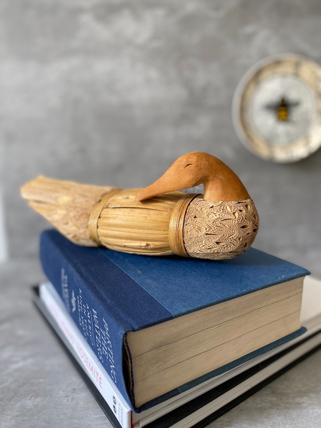 Vintage Handmade Straw Duck Figurine - Etsy