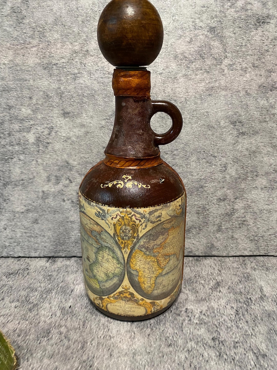 Vintage Italian Old-world Map Leather Bottle by Fausto Corduri - Etsy