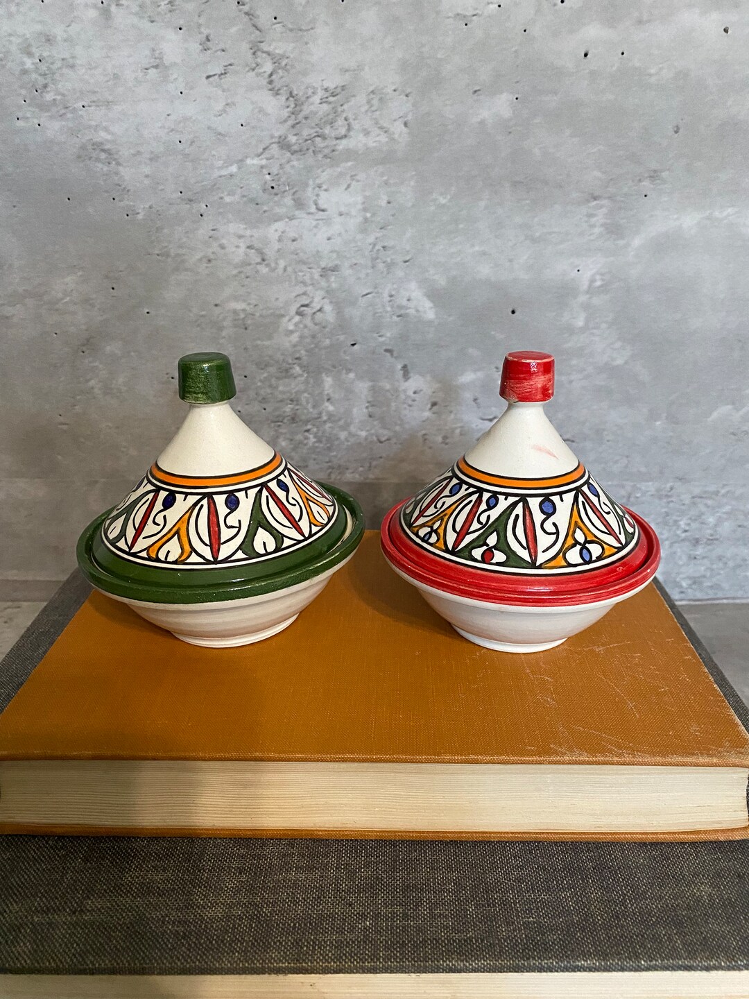 Vintage Handmade Moroccan Tagine Set of 2 - Etsy UK