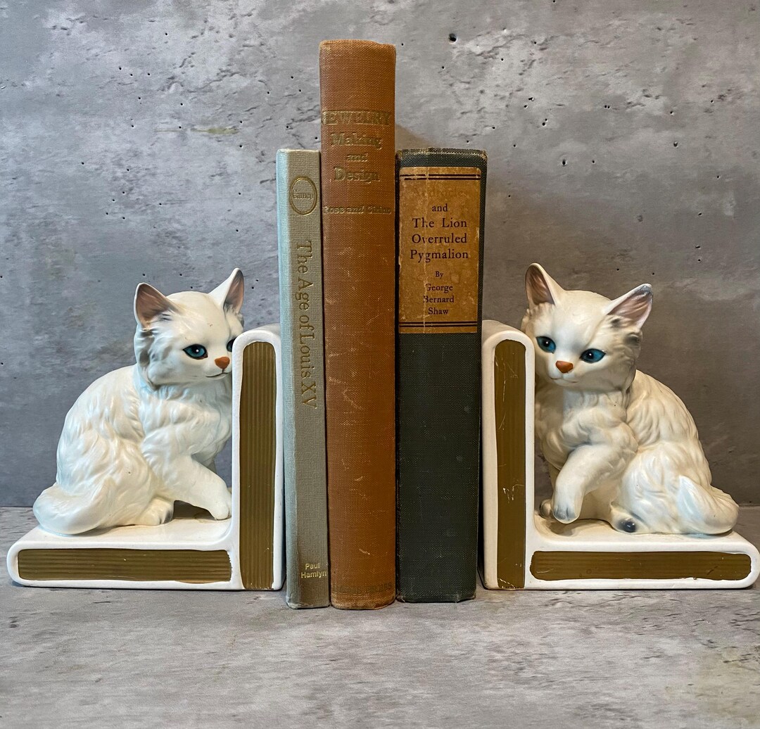 Vintage Lefton 1950's Cat Ceramic Bookends Japan - Etsy