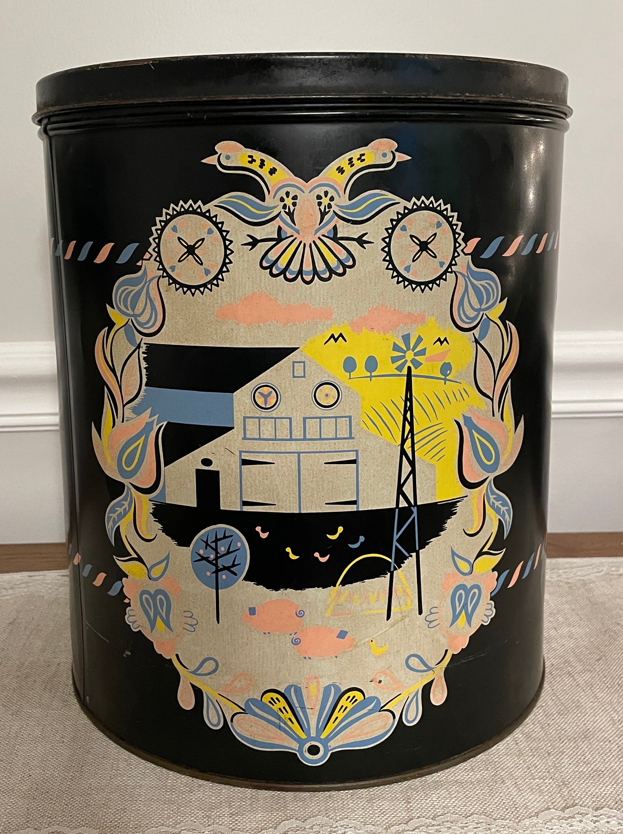 Vintage Bachman Bakery Pretzel Tin Pennsylvania Dutch Design With Lid ...