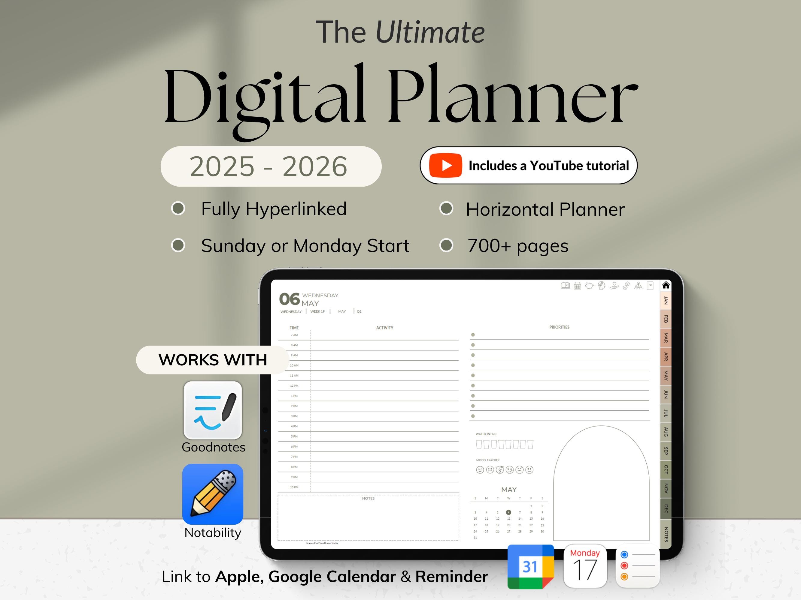 2025 2026 Digital Planner All-in-one Planner for iPad Android Goodnotes ...