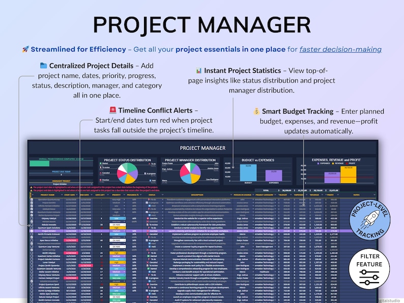 Project Planner Spreadsheet Dark Mode Excel Team Project Management ...