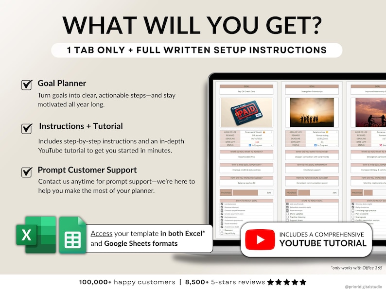 Goal Planner Google Sheets Goal Tracker Excel Spreadsheet Easy Goal ...