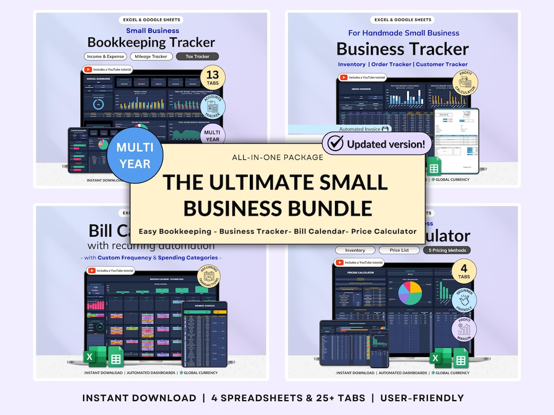 Small Business Spreadsheet Bundle Google Sheets Business Bookkeeping ...