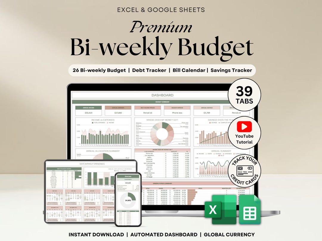 Bi Weekly Budget Spreadsheet Excel Paycheck Budget Tracker Google ...