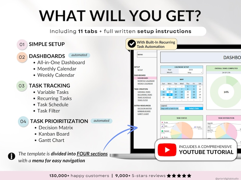 Task Tracker Spreadsheet Template Google Sheets Digital To-do List ...
