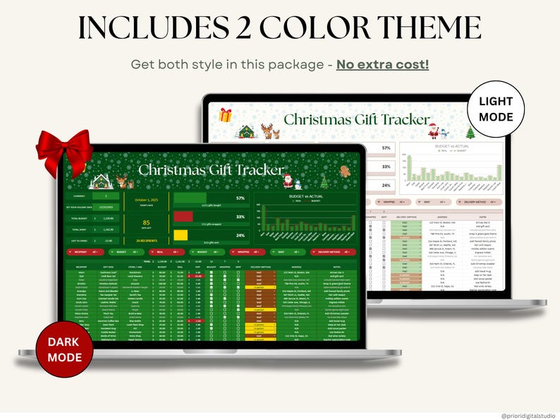 Christmas Budget Gift Tracker Excel Spreadsheet Holiday Gift Planner ...