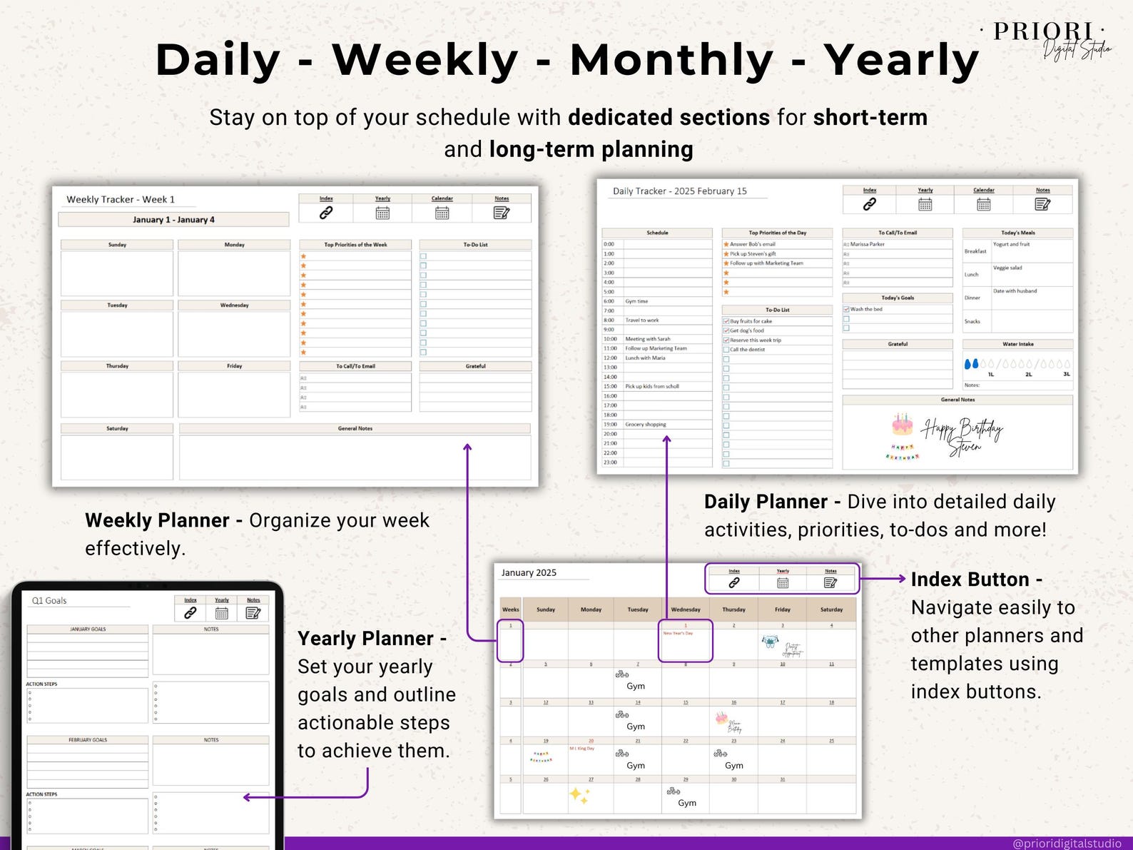 Onenote Digital Planner for 2025 2026 Onenote Template Hyperlinked ...