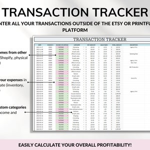 Etsy Seller Bookkeeping Spreadsheet POD Small Business Planner Income ...