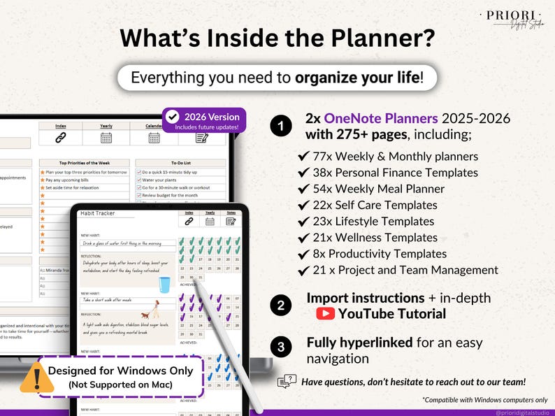 Onenote Template for 2026 Weekly Digital Planner Monthly Onenote ...