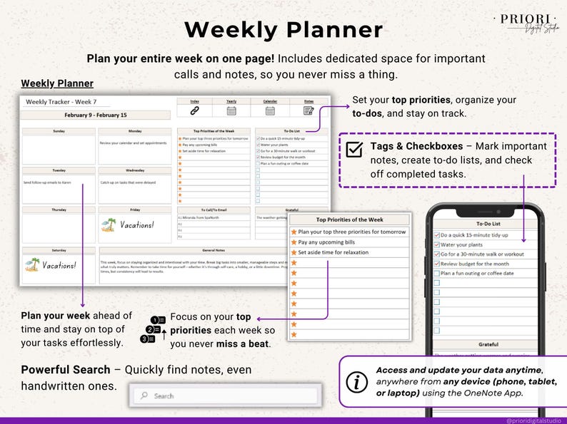 Onenote Template for 2026 Weekly Digital Planner Monthly Onenote ...