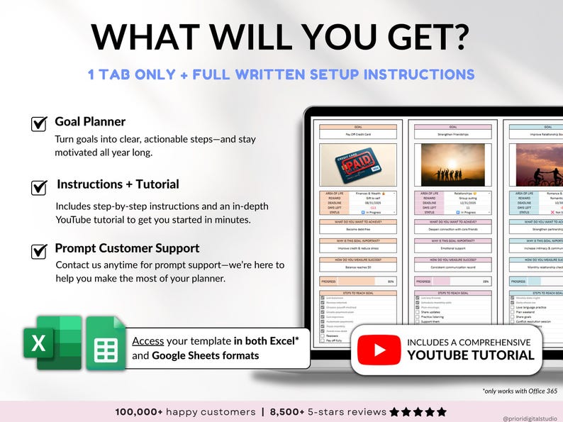 Goal Planner Google Sheets Goal Tracker Excel Spreadsheet Easy Goal ...