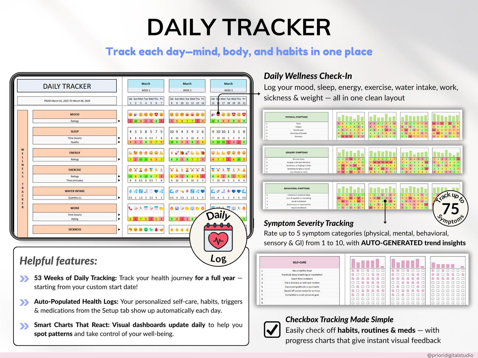 Health Wellness Tracker Spreadsheet Google Sheets Chronic Illness ...