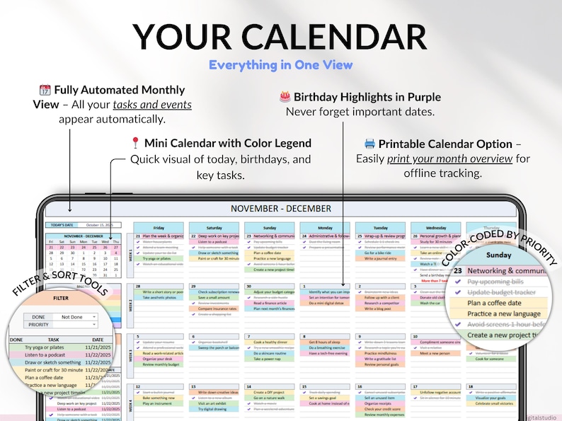Weekly Planner for Google Sheets ADHD Weekly Planner Excel Time Block ...