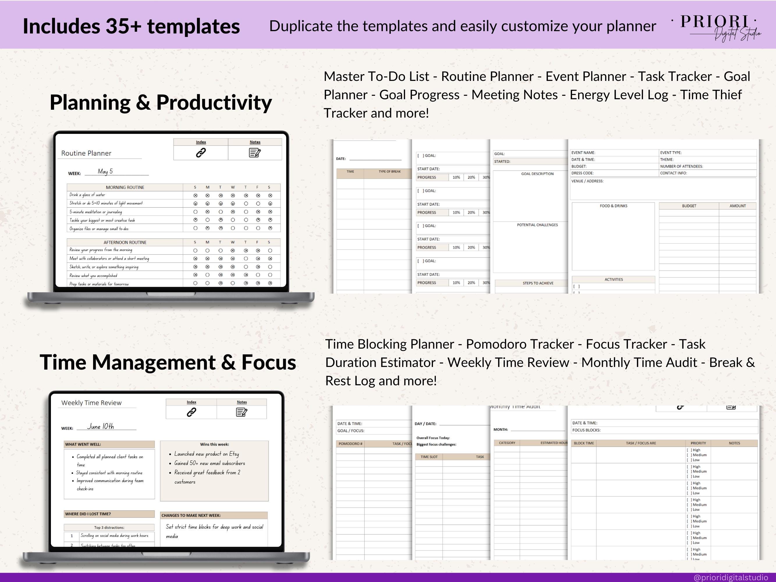 Onenote Planner Meeting Notes Planner Hyperlinked Digital Planner ...